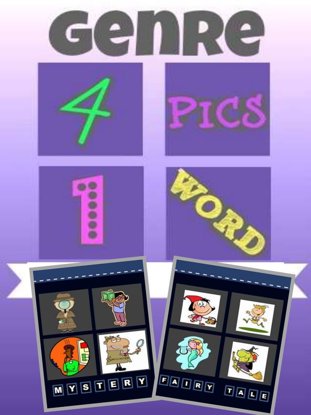 4 PICS 1 word game for elementary students.pptx | Genres