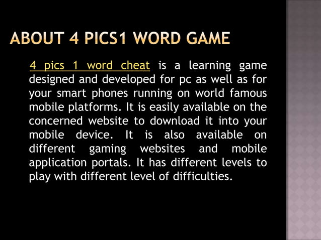 4 pics 1 word solver | PPTX