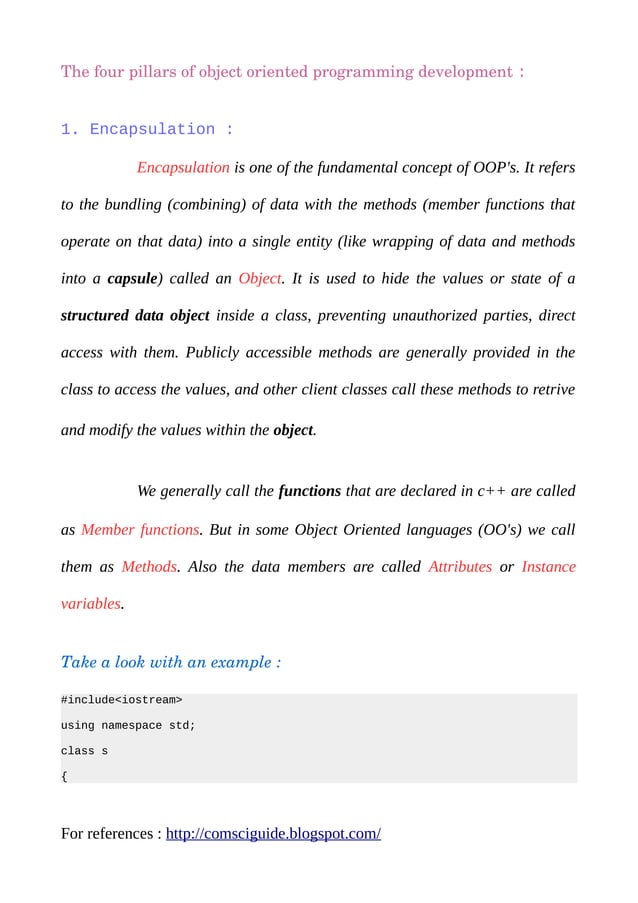 4 pillars of OOPS CONCEPT | PDF