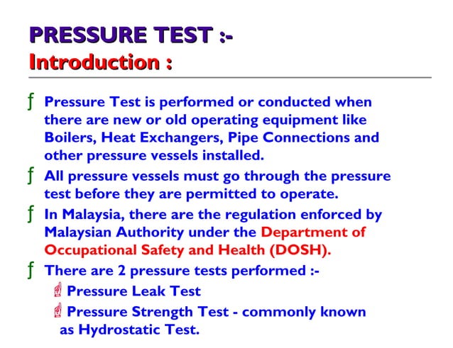 pipefitting pressure-test | PPT | Physics | Science
