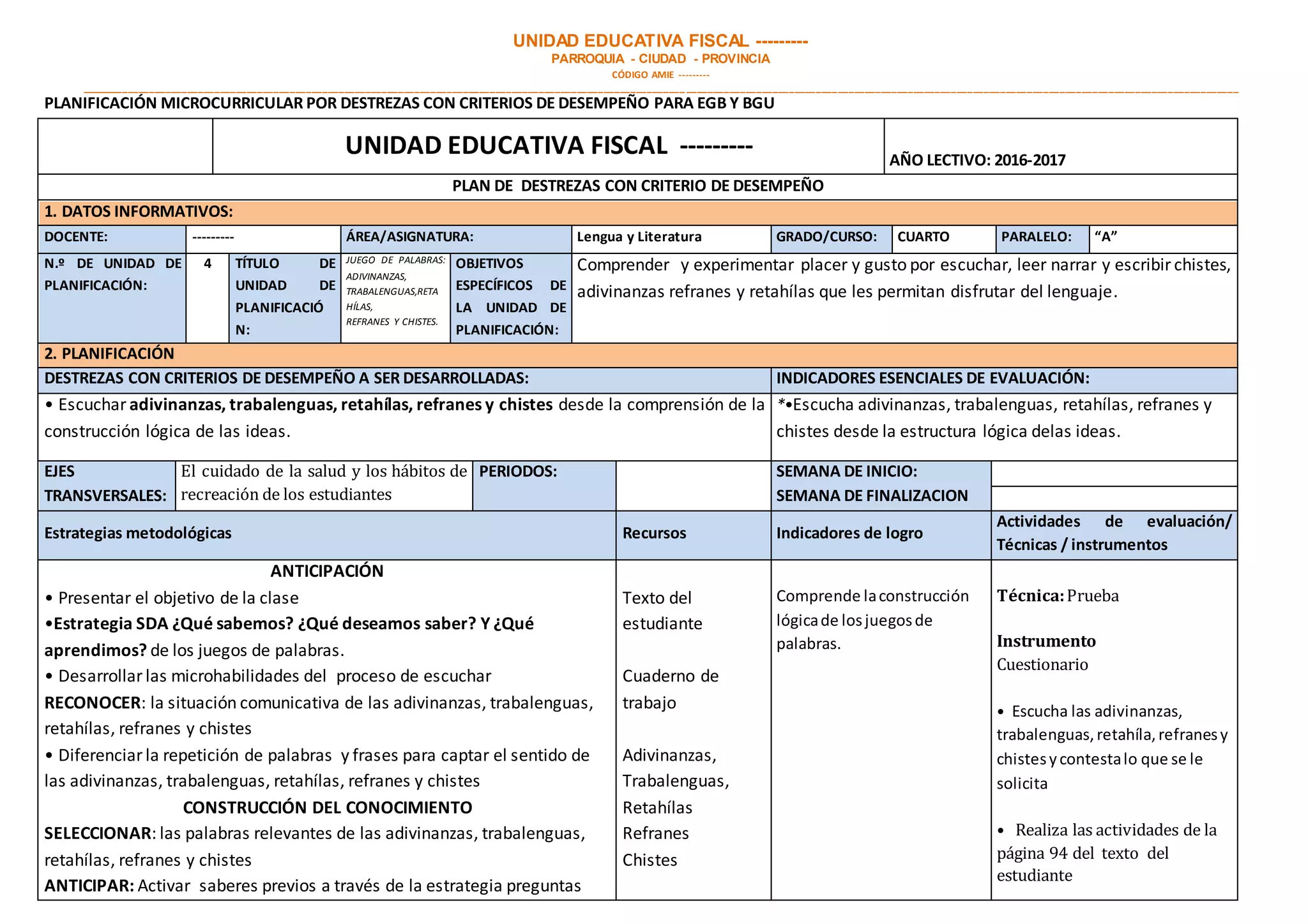 4 plan de destrezas | DOCX