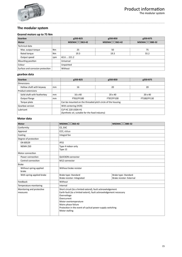 Planning guide - Lenze Smart Geared Motors 25-75Nm | PDF