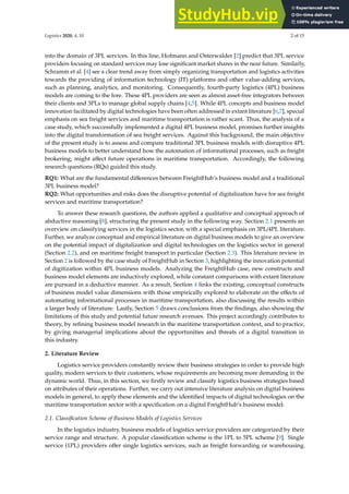 4PL Digital Business Models In Sea Freight Logistics The Case Of FreightHub | PDF