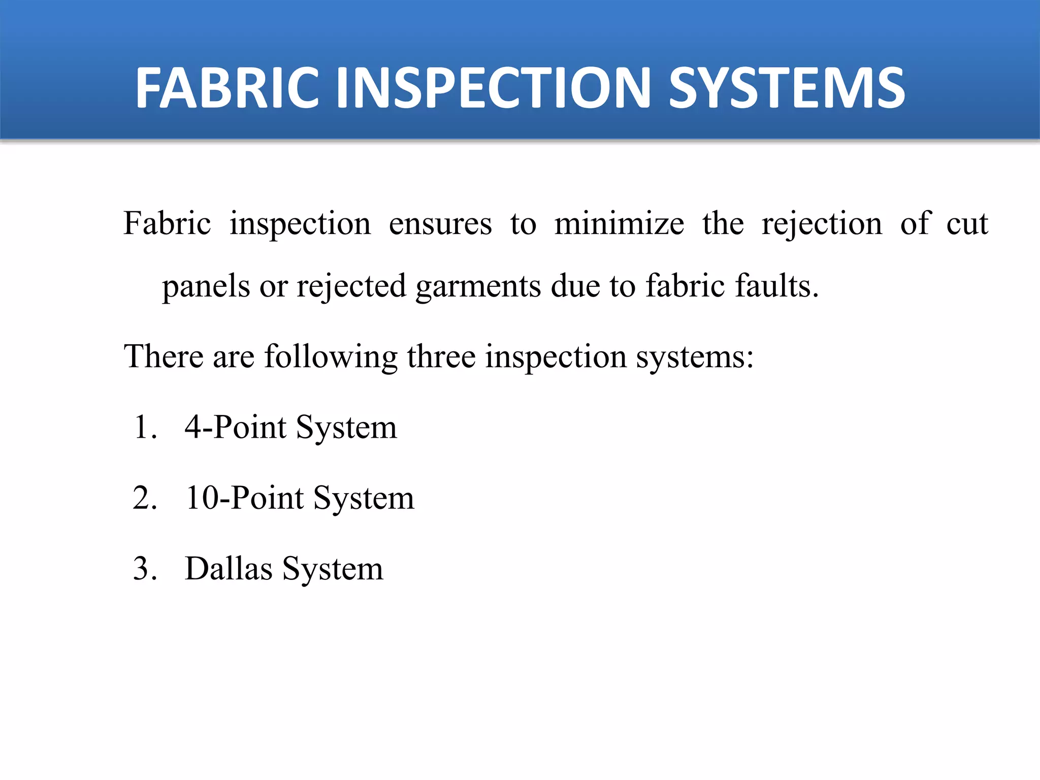4 point system for Fabric Inspection | PPTX