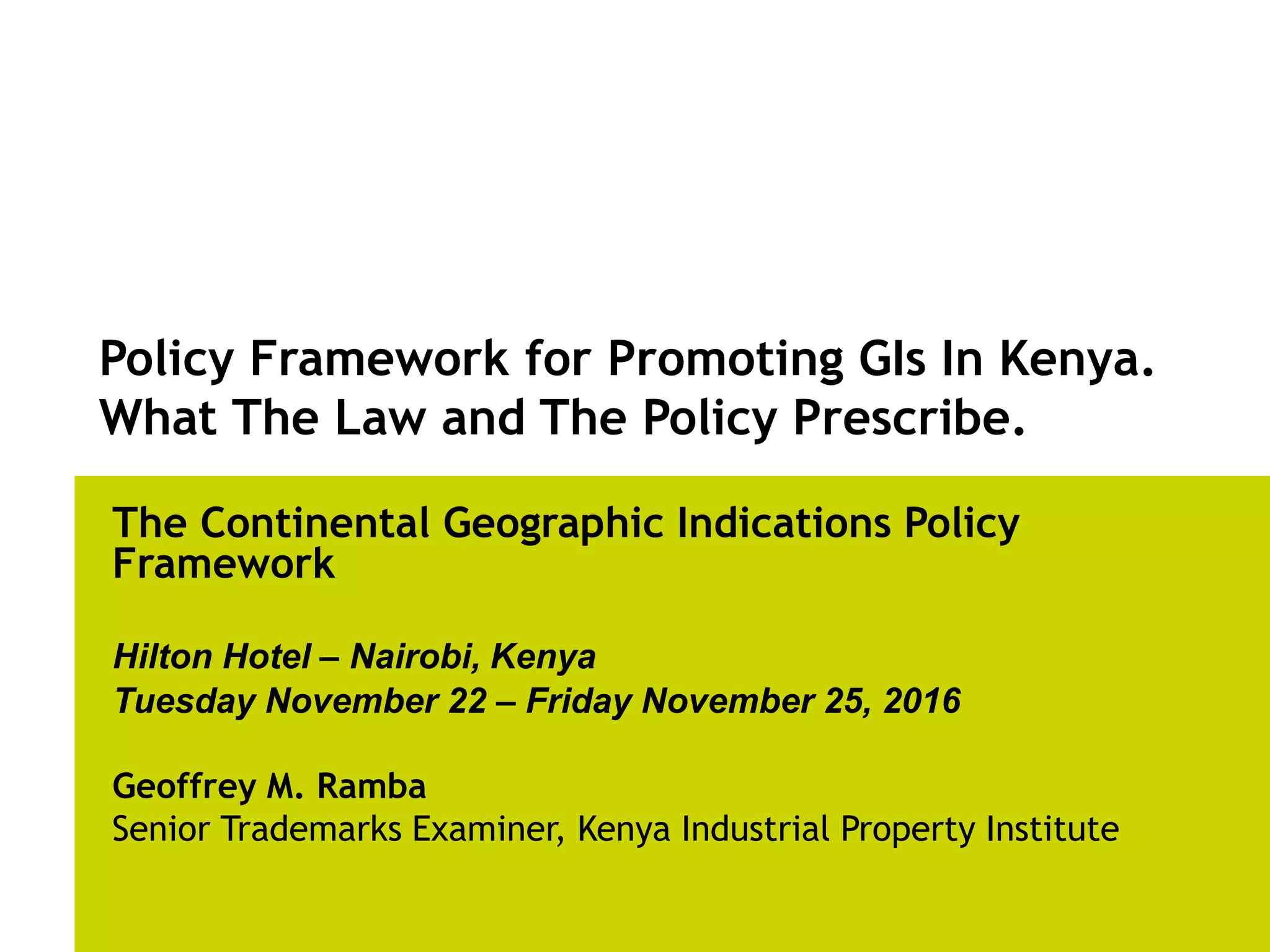 policy framework for promoting gis in kenya | PDF