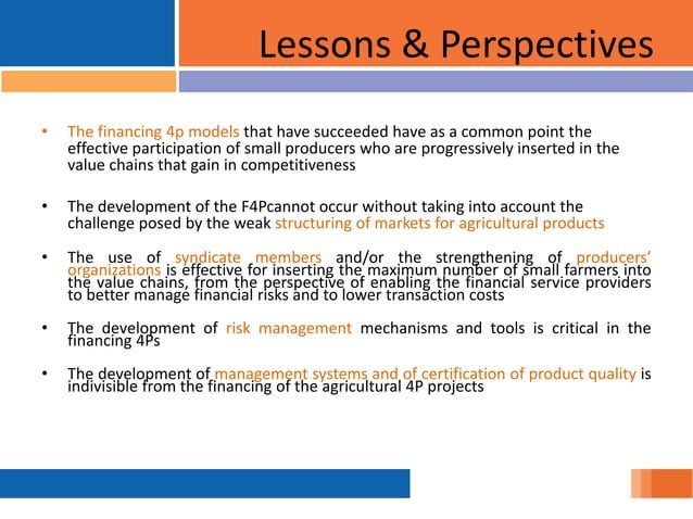 Public Private Producers Partnership & value chain finance | PPT