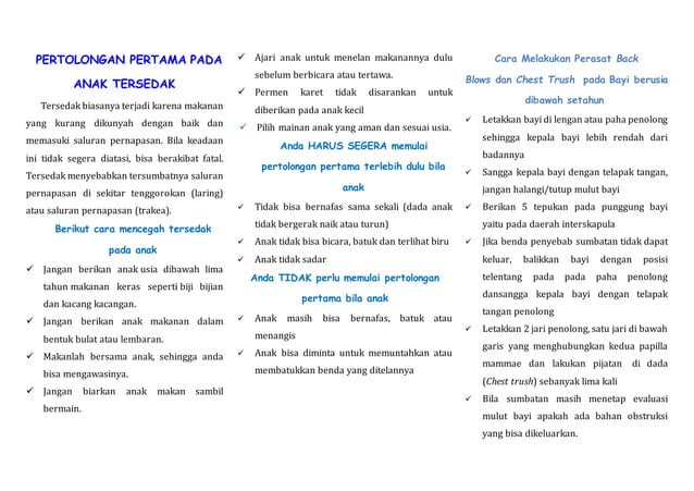 Leaflet pertolongan pertama pada anak tersedak | PPT