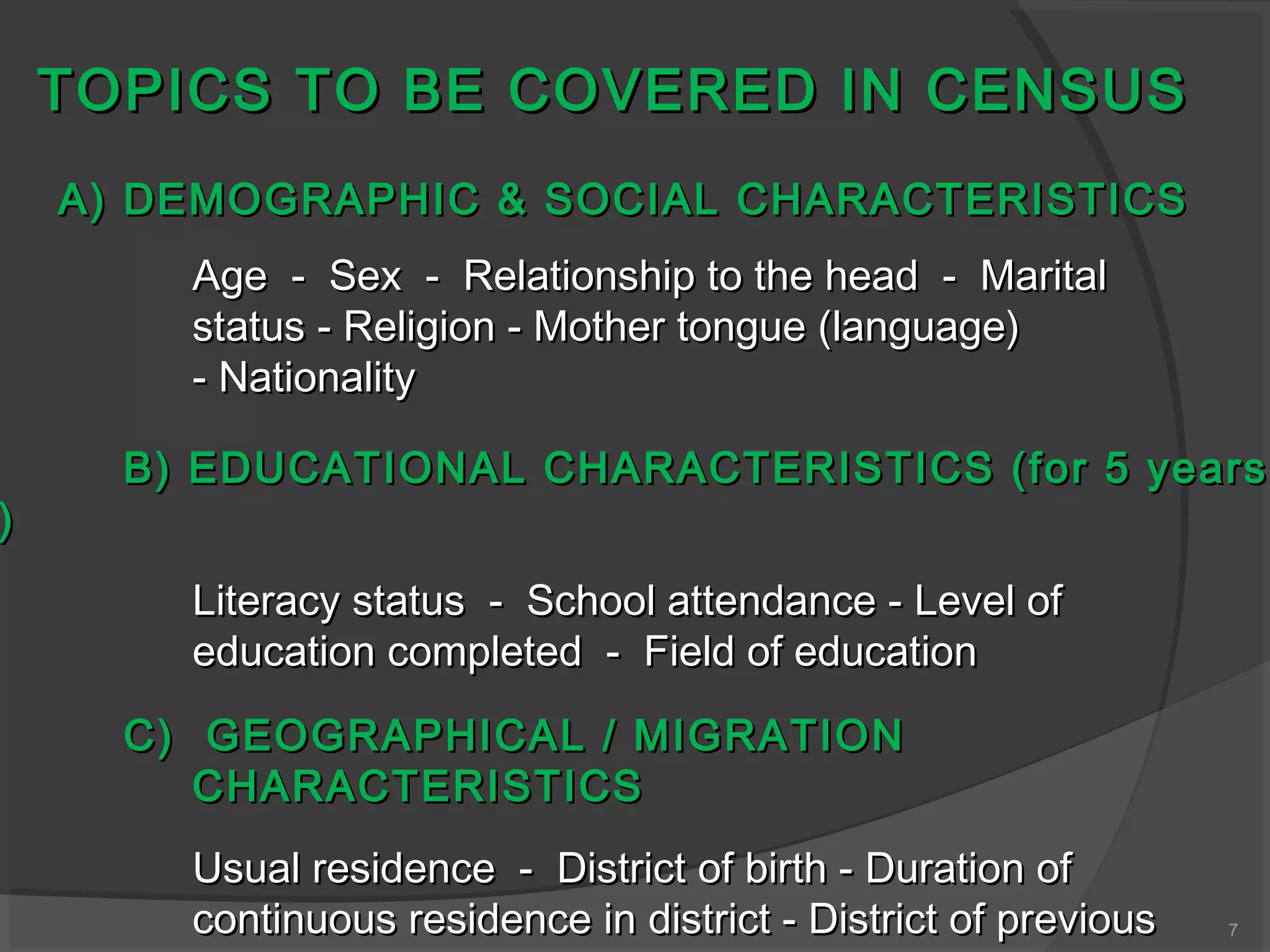 Presentation on population census statistics by population census ...