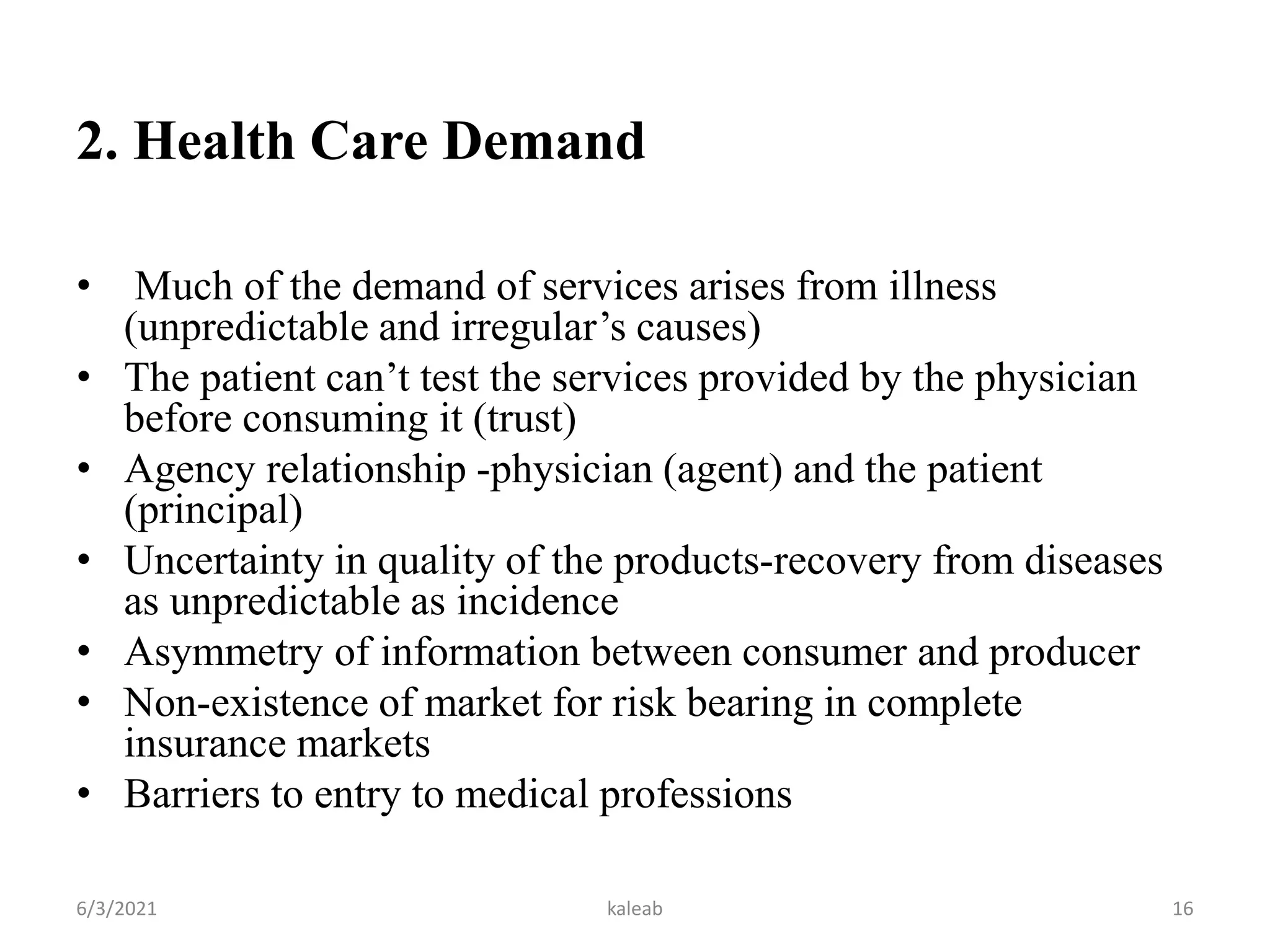 principles of health care demand and health care utilization patterns ...