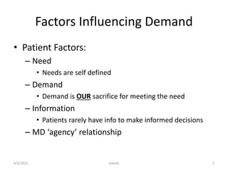 principles of health care demand and health care utilization patterns ...