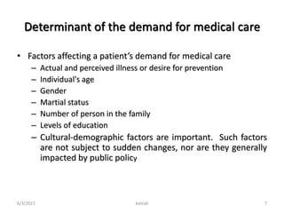 principles of health care demand and health care utilization patterns ...