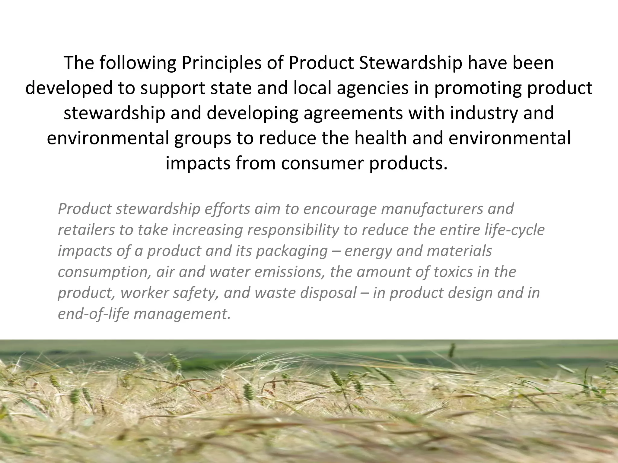4 Principles of Product Stewardship | PPT