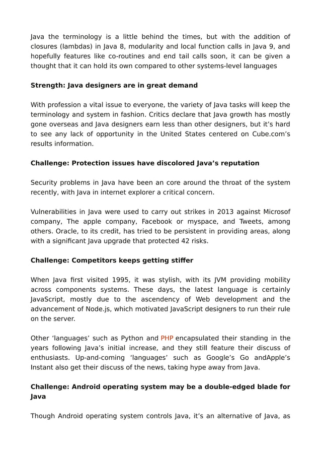 4 pros and 4 cons of java | PDF