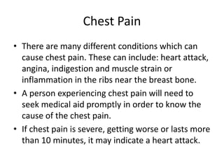 4 provide first aid chest pain | PPTX
