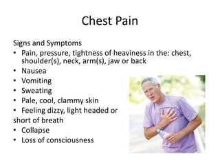 4 provide first aid chest pain | PPTX