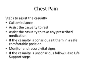 4 provide first aid chest pain | PPTX