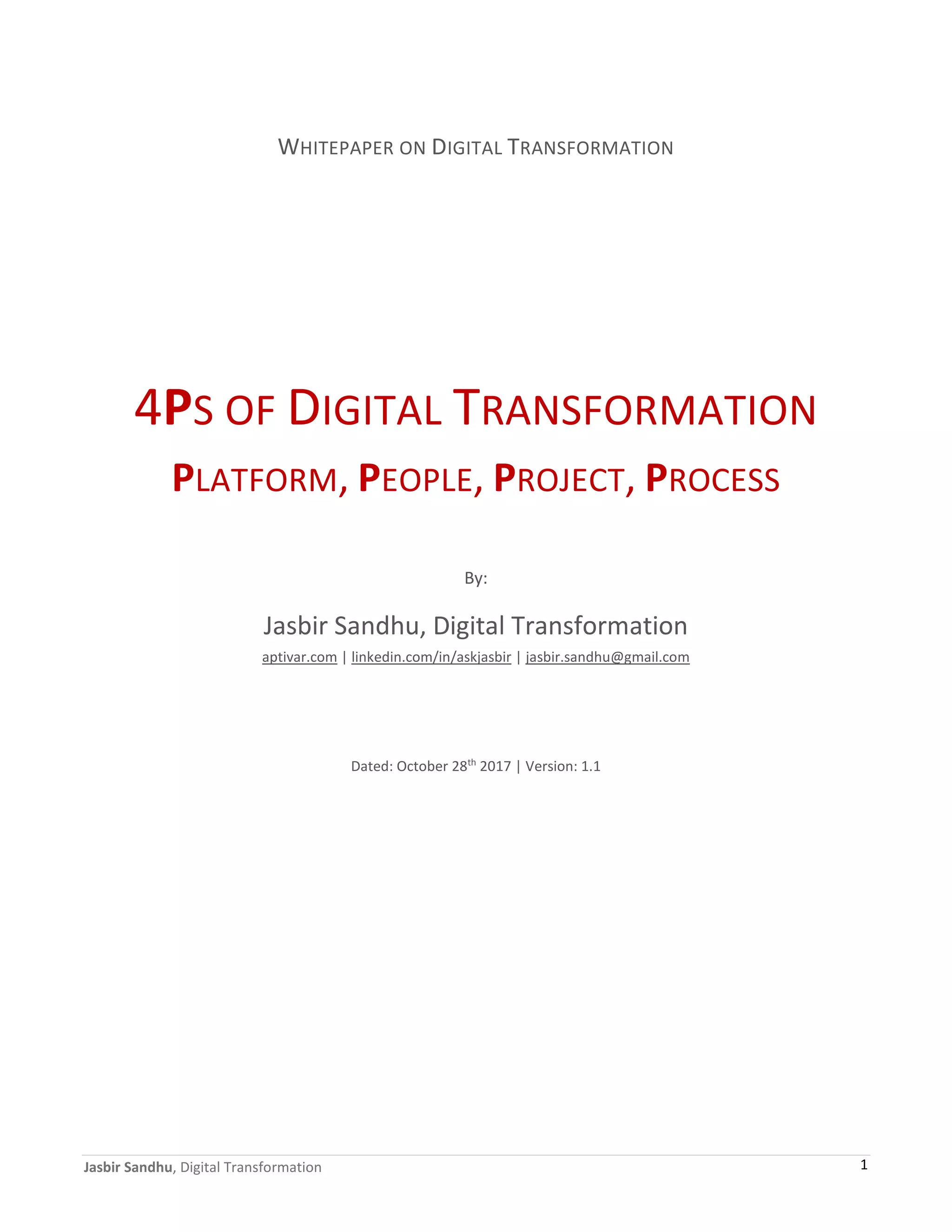 4Ps of Digital Transformation (Platform, People, Project, Process), by ...