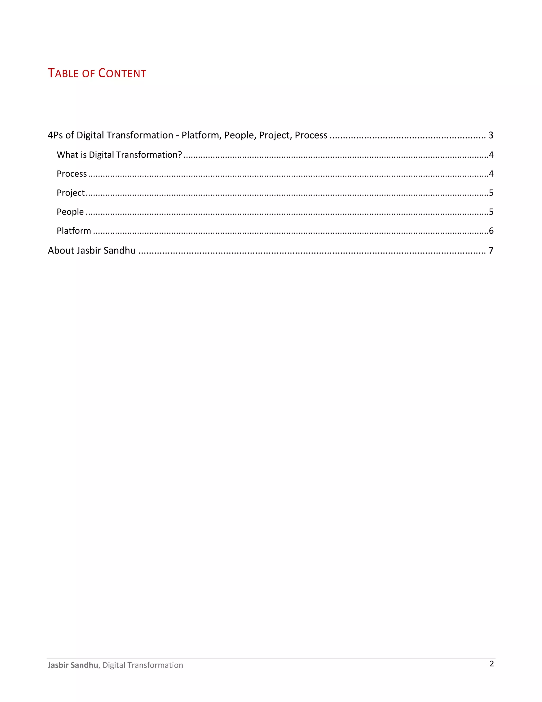 4Ps of Digital Transformation (Platform, People, Project, Process), by ...