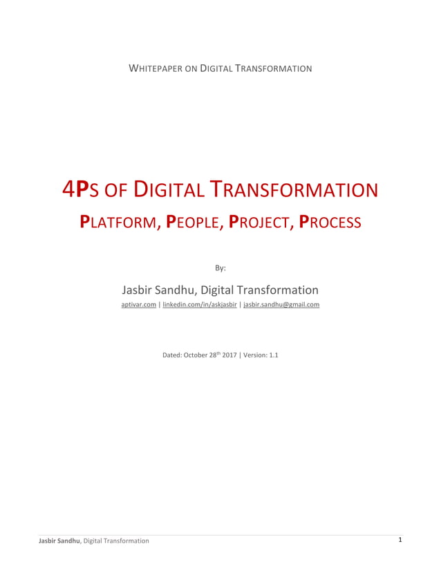 4Ps of Digital Transformation (Platform, People, Project, Process), by ...