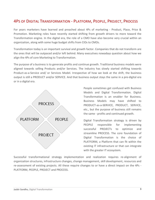 4Ps of Digital Transformation (Platform, People, Project, Process), by ...