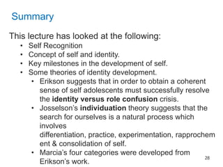Cognition & Development: Conceptualisations of Self and Identity | PPTX