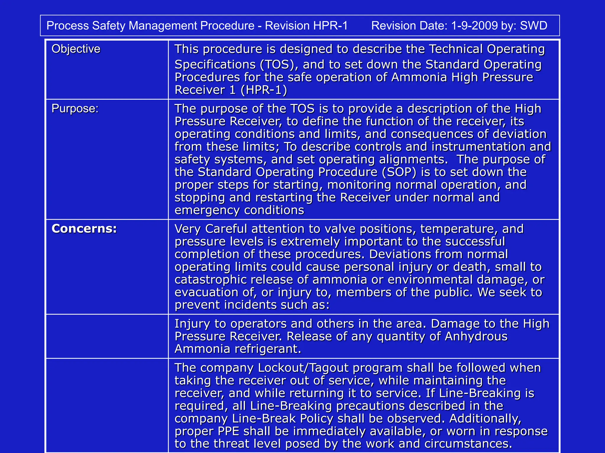 Process Safety Management of Highly Hazardous & Explosive Chemicals | PPT