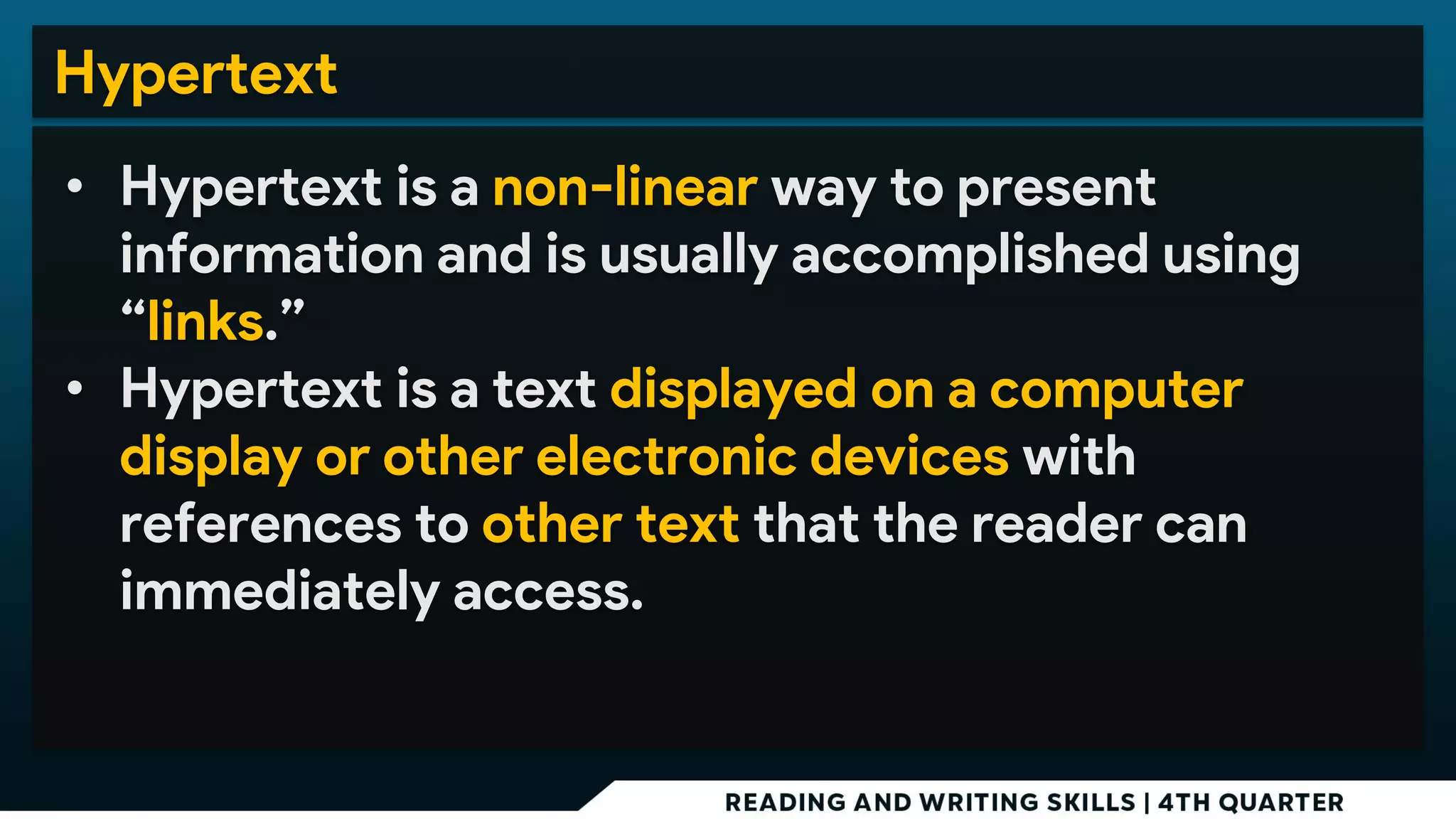 Reading & Writing Skills | Hypertext, Hypotext and Hyperlik | PDF