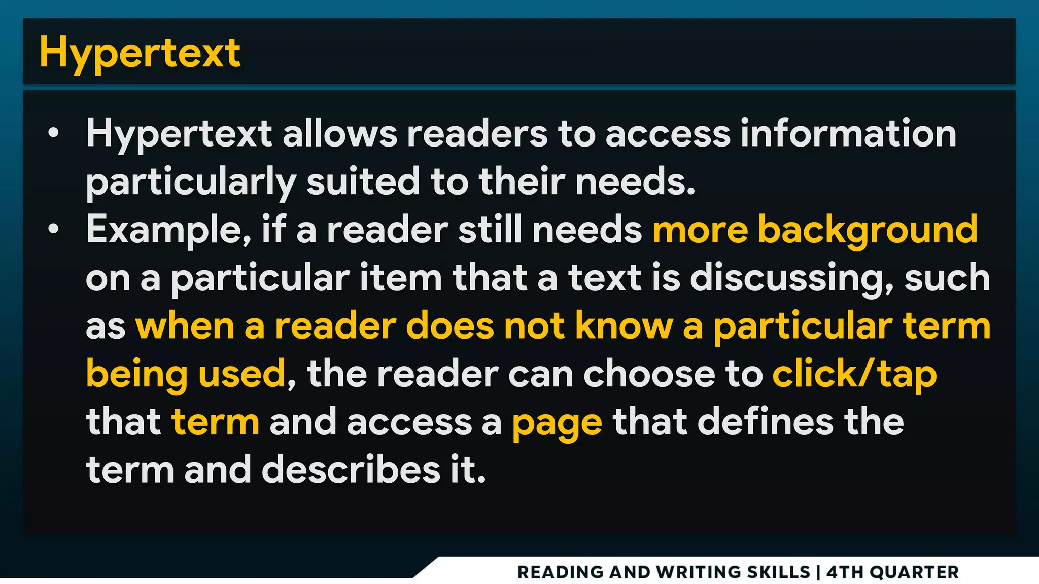 Reading & Writing Skills | Hypertext, Hypotext and Hyperlik | PDF