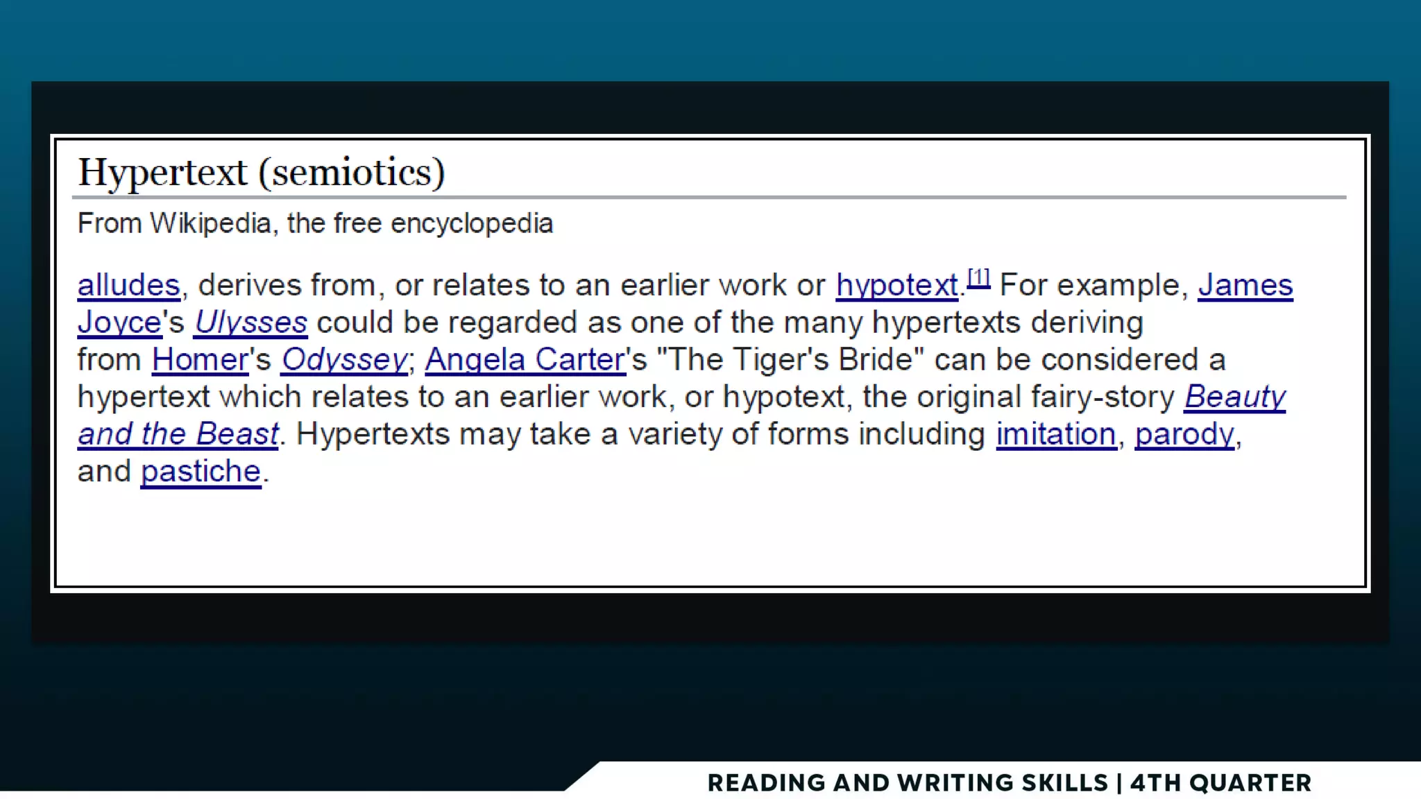 Reading & Writing Skills | Hypertext, Hypotext and Hyperlik | PDF