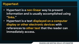 Reading & Writing Skills | Hypertext, Hypotext and Hyperlik | PDF