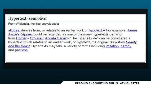 Reading & Writing Skills | Hypertext, Hypotext and Hyperlik | PDF