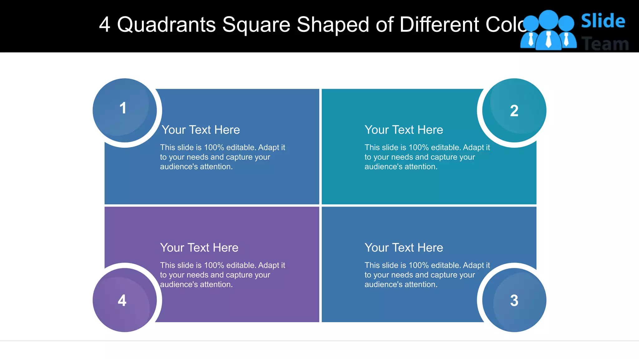4 Quadrants Square Shaped Of Different Color | PPT