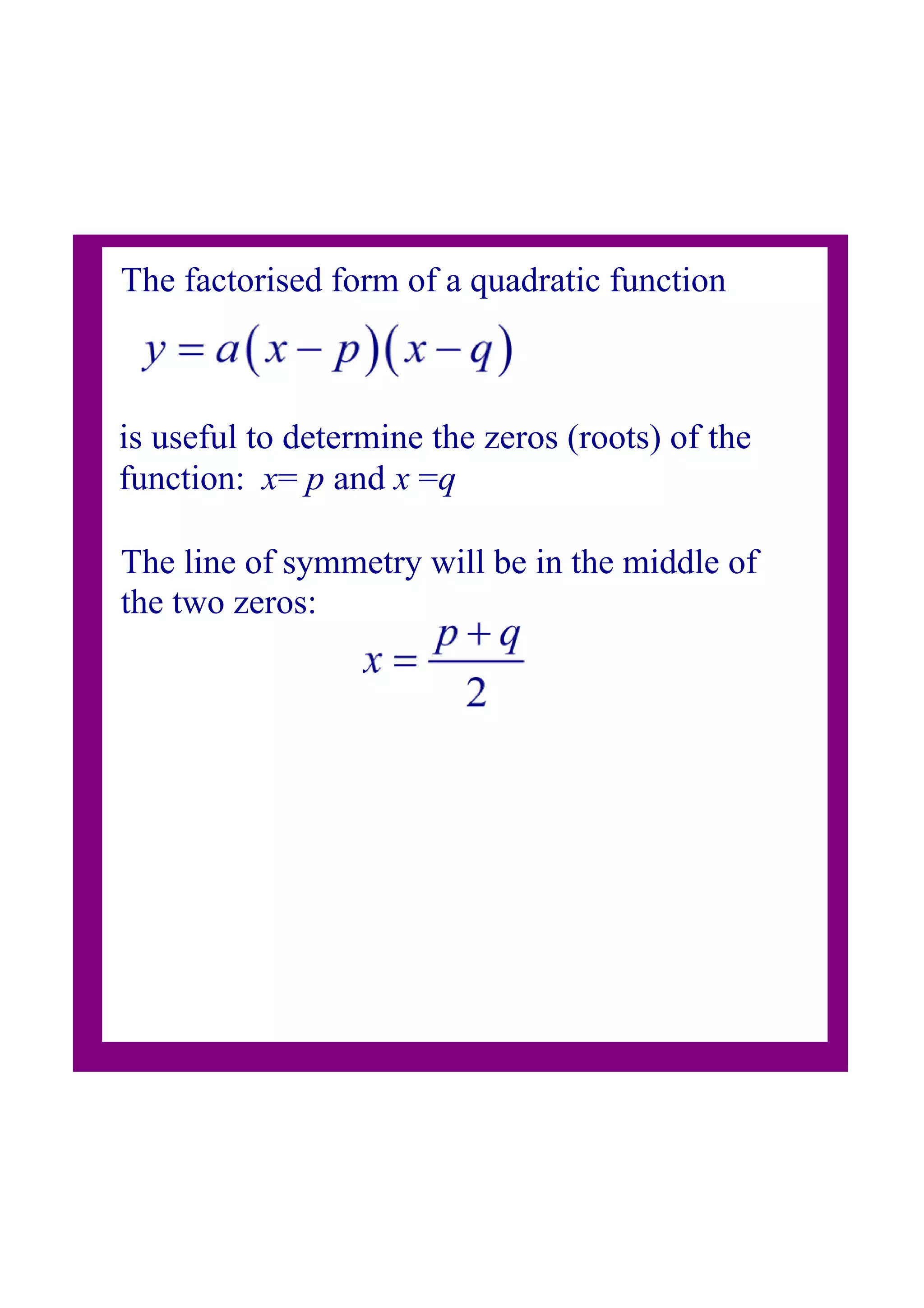 4) quadratic functions factorised form | PDF