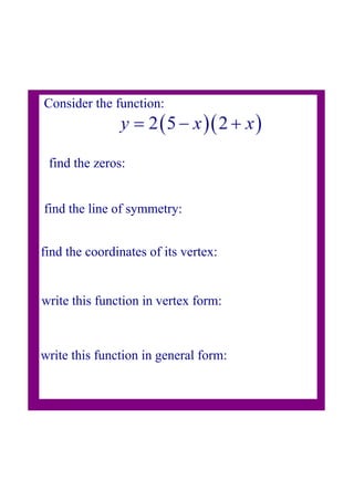 4) quadratic functions factorised form | PDF