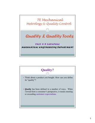 Quality & Quality tools | PDF