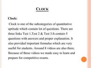 quantitative aptitude-clock | PPTX