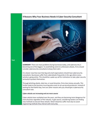 4 Reasons Why Your Business Needs A Cyber Security Consultant.pdf