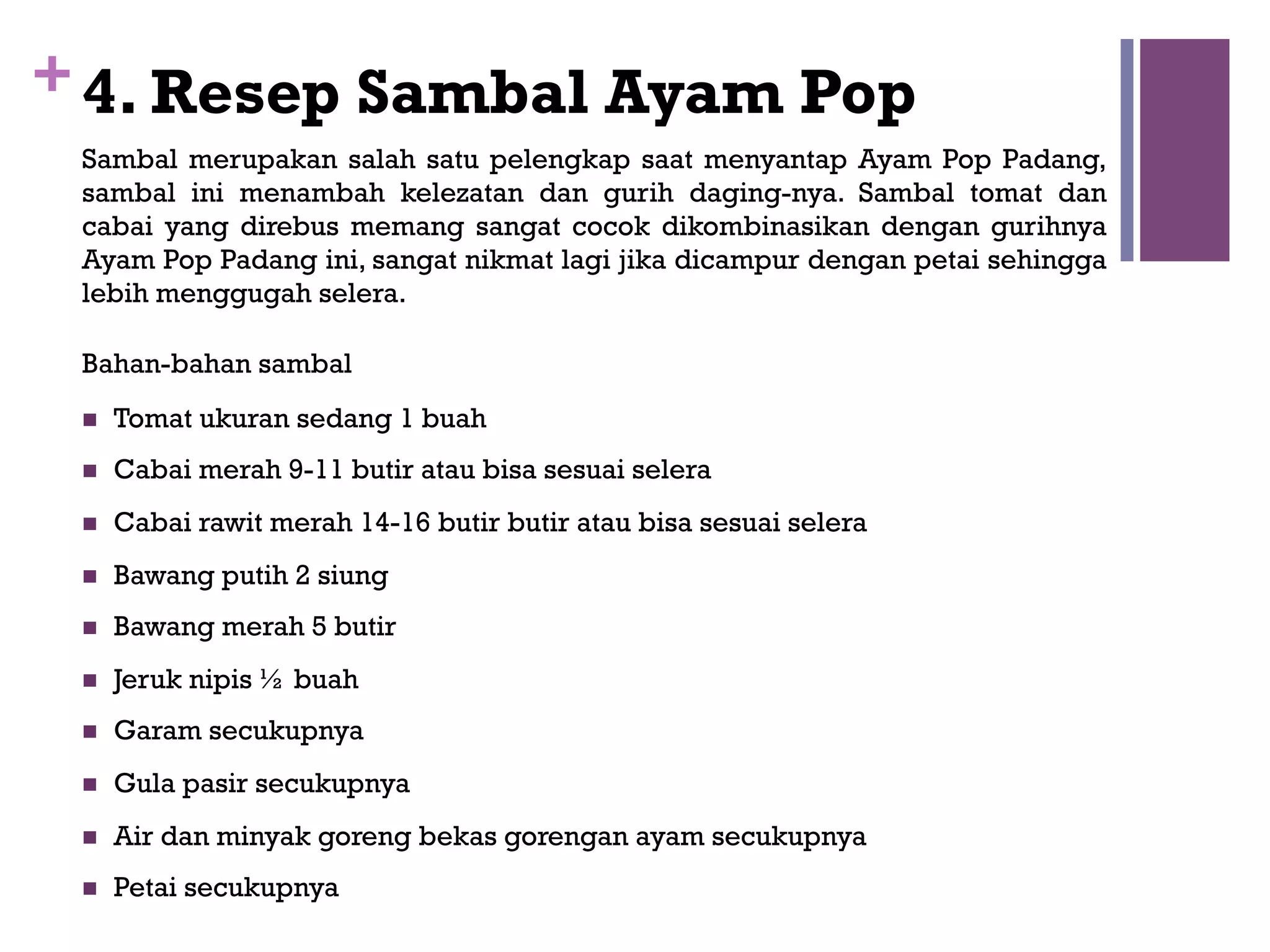 4 Resep Ayam Pop Spesial Rumah Makan Padang Beserta Sambalnya | PPT