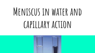 Meniscus in water and capillary action | PPTX