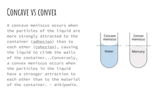 Meniscus in water and capillary action | PPTX