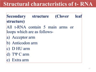 RNA- Structure and their types | PPT