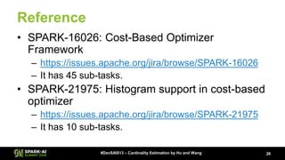 Cardinality Estimation through Histogram in Apache Spark 2.3 with Ron Hu and Zhenhua Wang | PDF