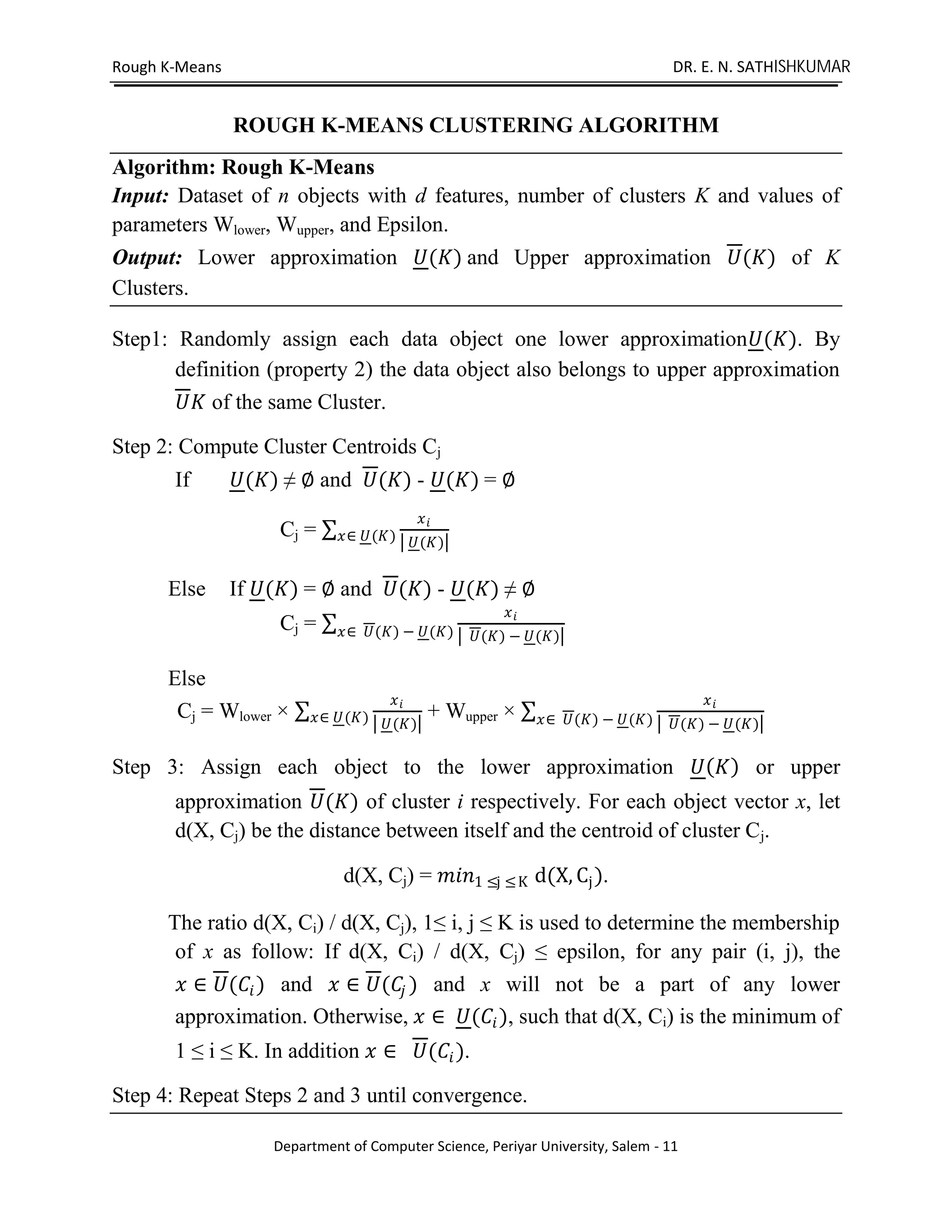 Rough K Means - Numerical Example | PDF