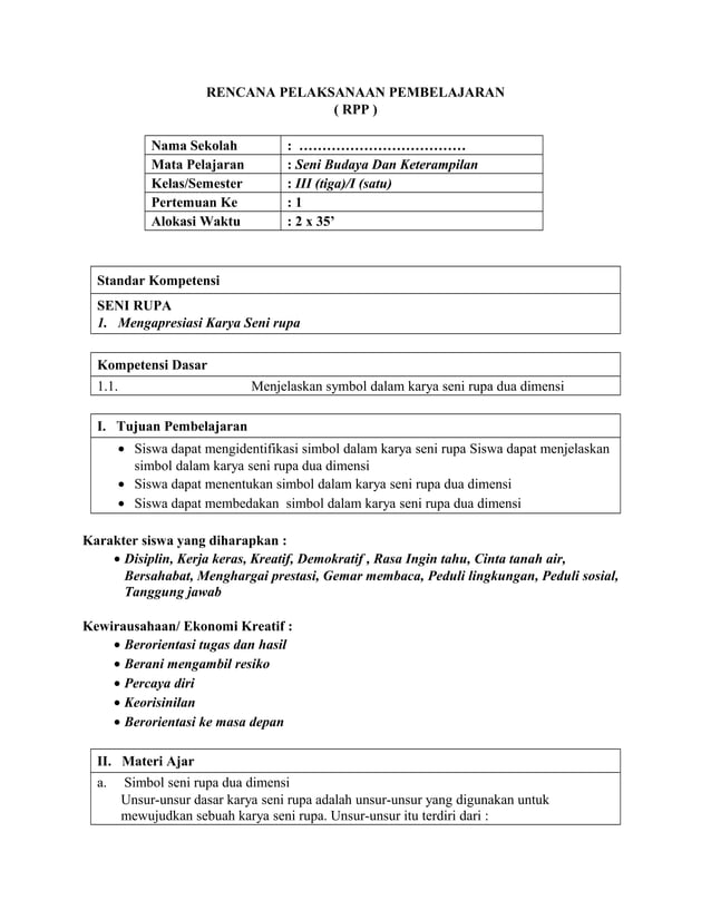 rpp sbk Kelas 3 SD | DOC