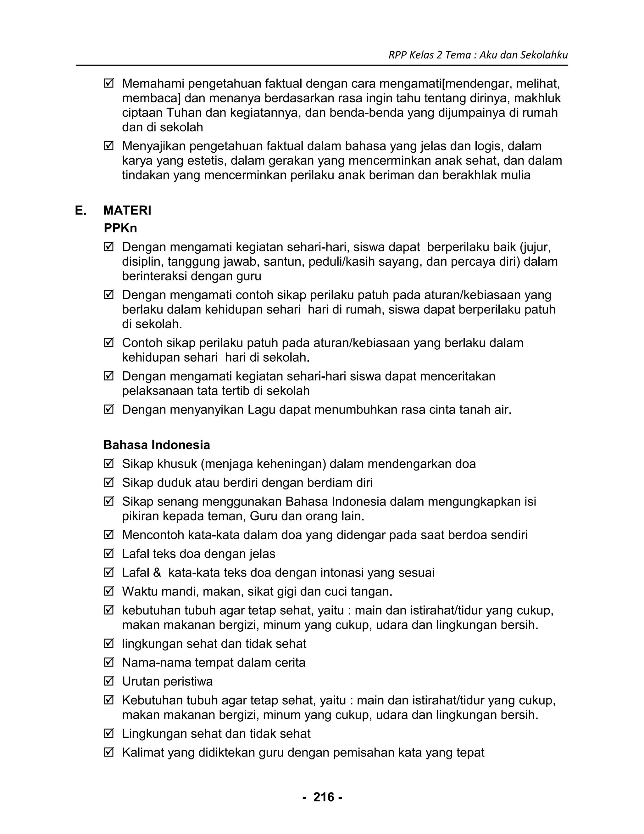 [4] rpp sd kelas 2 semester 1 aku dan sekolahku | PDF