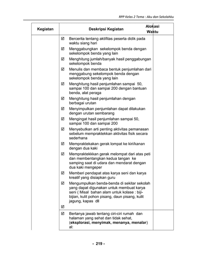 [4] rpp sd kelas 2 semester 1 aku dan sekolahku | PDF