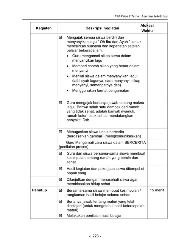 [4] rpp sd kelas 2 semester 1 aku dan sekolahku | PDF