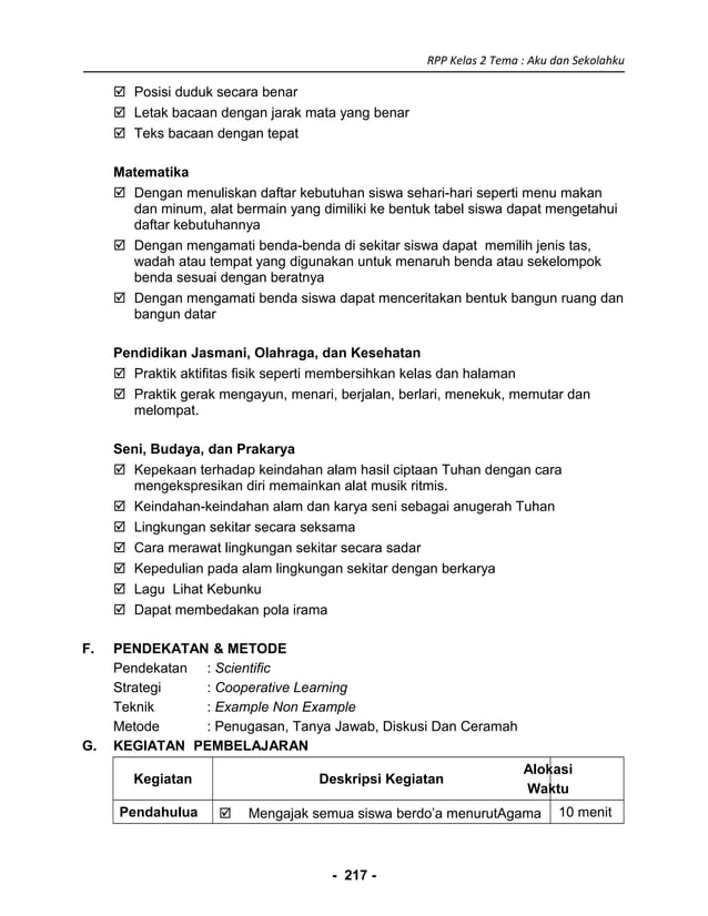 [4] rpp sd kelas 2 semester 1 aku dan sekolahku | PDF