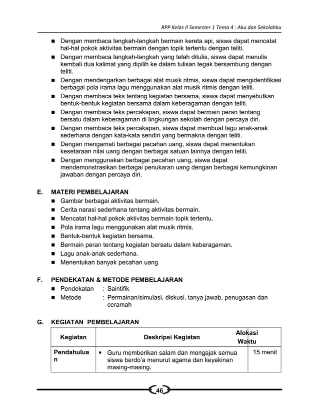 [4] rpp sd_kelas_2_semester_1_-_aku_dan_sekolahku[1] | PDF