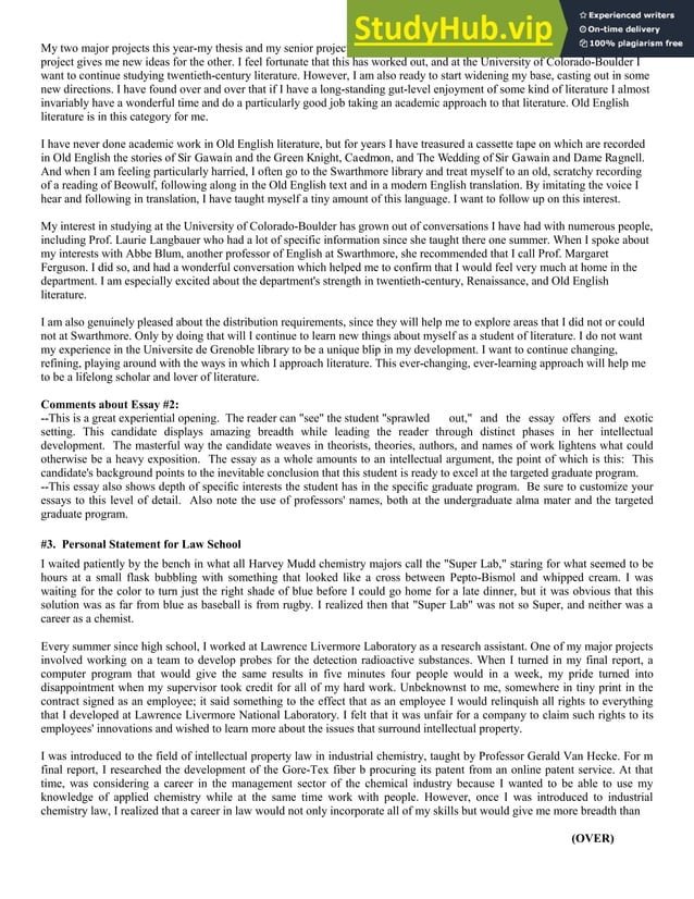 4 SAMPLE GRADUATE SCHOOL ESSAYS | PDF